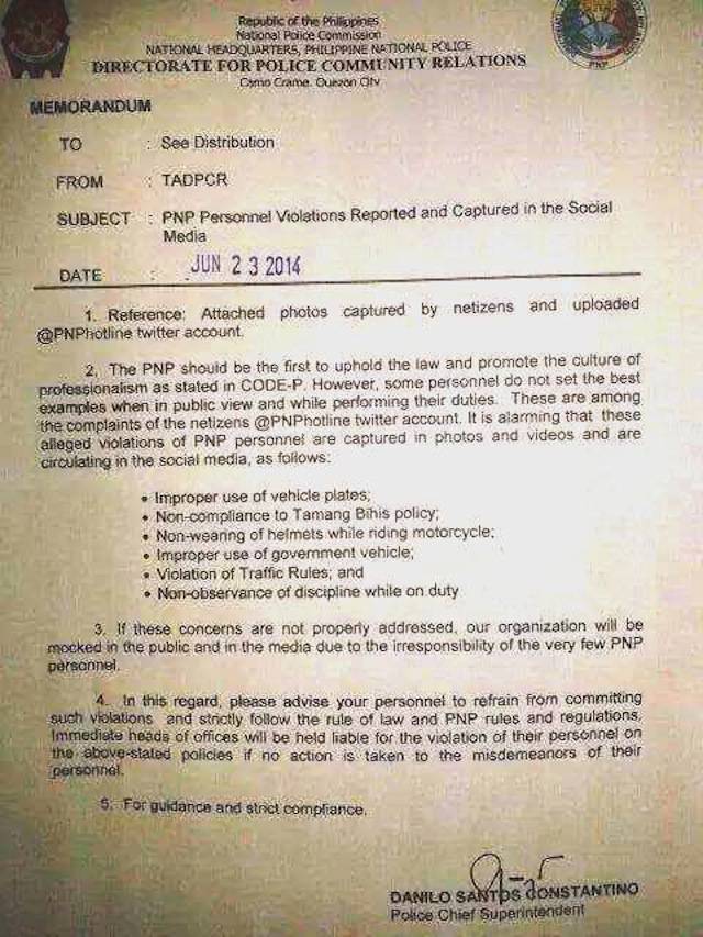 pnp-issues-memo-on-cops-caught-on-social-media-violating-traffic-laws